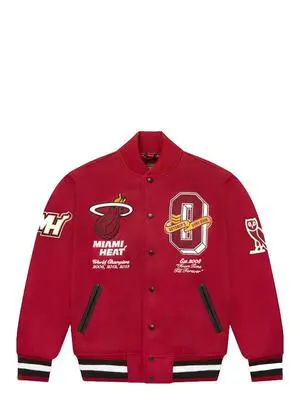OVO X Nba Heat Varsity Jacket - Red