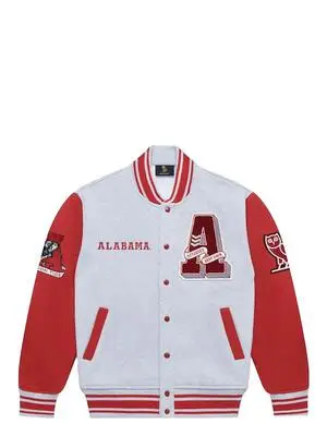 OVO X Ncaa Alabama Crimson Tide Fleece Varsity Jacket - Heather Grey