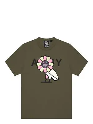 TAKASHI MURAKAMI X Ovo Surplus Flower Owl Tee Shirt - Military Green