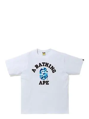 A BATHING APE Abc Camo College Tee Shirt White/blue