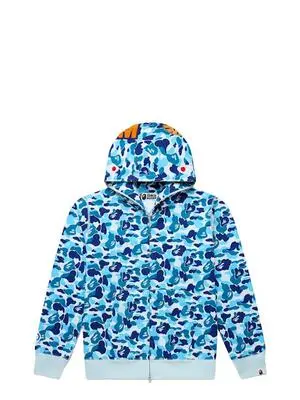 A BATHING APE Camo Shark Full Zip Hoodie - Blue