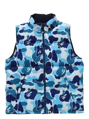 A BATHING APE Camo Reversible Down Vest - Blue