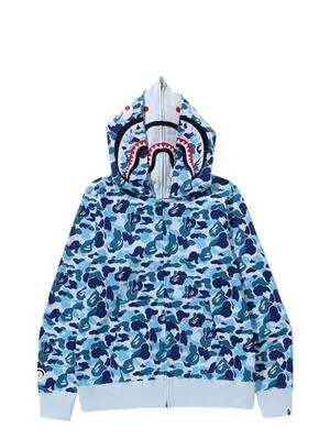 A BATHING APE Abc Camo Double Shark Full Zip Hoodie - Blue