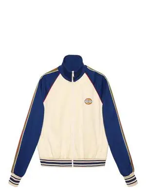 Gucci Technical Jersey Zip-up Jacket - Ivory/blue