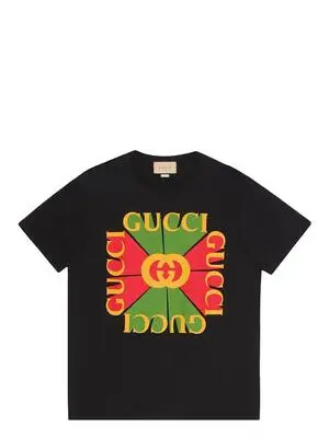 Gucci Oversized Vintage Logo Print T-shirt - Black/green/red