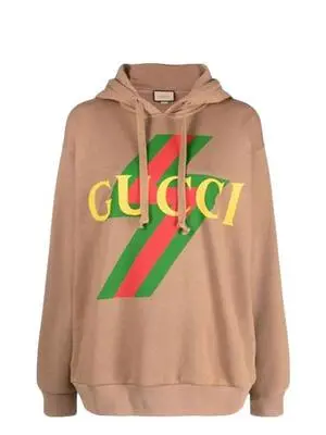 Gucci Vintage Logo Hoodie - Camel/red/green