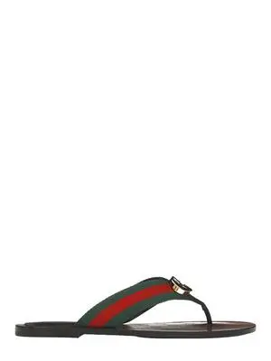 Gucci Web Thong Sandal - Green/red/black