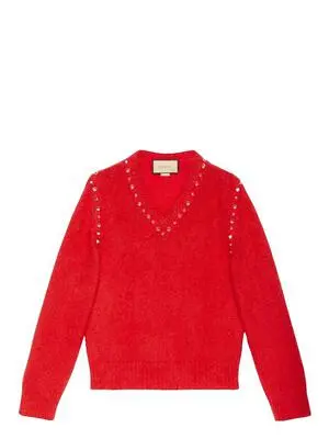 Gucci Mohair Studded Sweater - Red