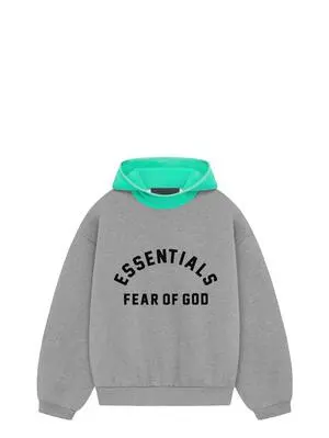 Fear Of God Essentials Nylon Fleece Hoodie Dark Heather Oatmeal/mint Leaf