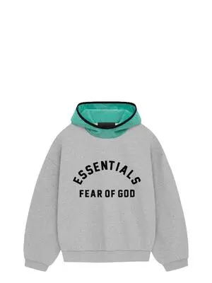 Fear Of God Essentials Nylon Fleece Hoodie Light Heather Grey/mint Leaf