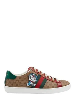Gucci Gucci X Doraemon Ace Monogram Sneakers Beige/ebony/green