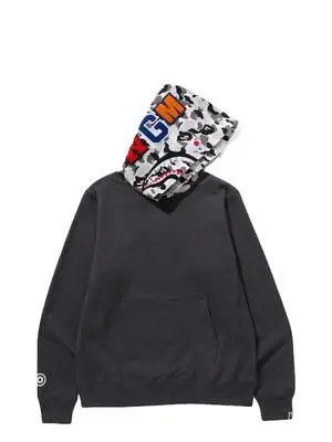 A BATHING APE Camo Shark Pullover Hoodie - Charcoal