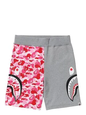 A BATHING APE Camo Side Shark Sweat Shorts - Pink