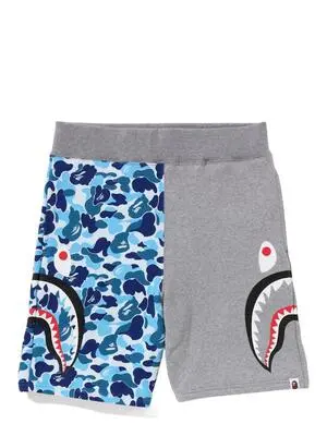A BATHING APE Abc Camo Side Shark Sweat Shorts - Blue/grey