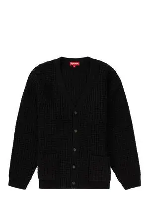 Supreme Waffle Knit Cardigan - Black
