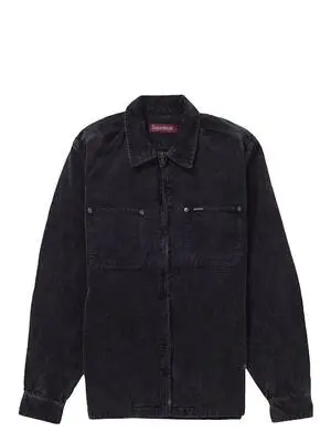 Supreme Washed Corduroy Zip Up Shirt - Black