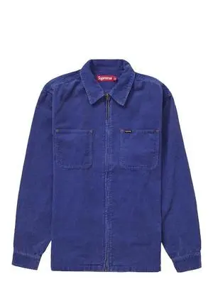 Supreme Washed Corduroy Zip Up Shirt - Blue