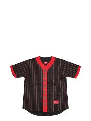 Supreme Vertical Logo Baseball Jersey Black/red