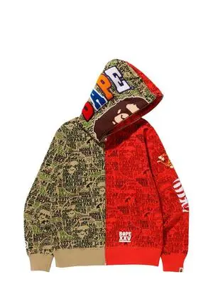 BAPE XXV Cities Camo 2nd Ape Tiger Half Full Zip Hoodie Green/red