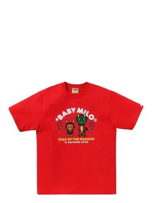 A BATHING APE Year Of The Dragon Baby Milo Tee Shirt Red
