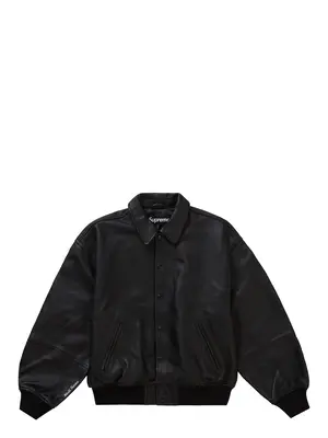 Supreme Goretex Infinium Windstopper Leather Varsity Jacket - Black