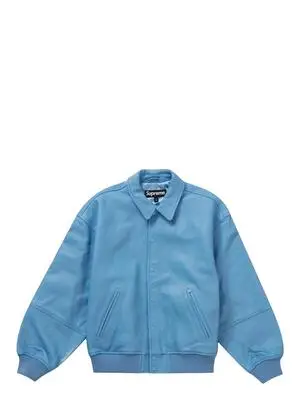 Supreme Gore-tex Infinium Leather Varsity Jacket - Light Blue