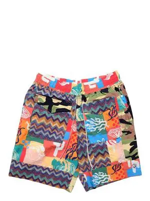 BILLIONAIRE BOYS CLUB Printed Shark Shorts - Blue/pink