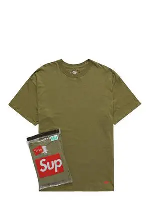 Supreme Hanes Tagless Tee Shirts - Olive