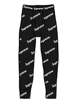 Supreme Hanes Thermal Pant - Black Logos