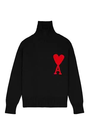 Ami De Coeur Oversize Funnel Neck Sweater - Black/red