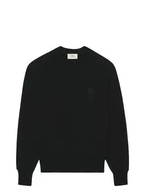 Ami De Coeur Tonal Boxy Fit Crewneck Sweatshirt - Black
