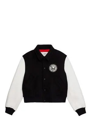 Ami De Coeur Patch Teddy Jacket - Black/white