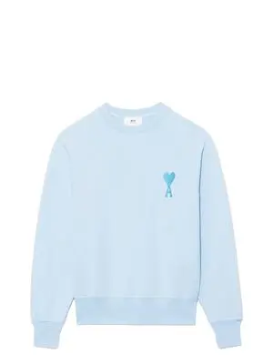 Ami De Coeur Tonal Boxy Fit Crewneck Sweatshirt - Sky Blue