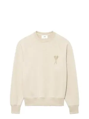 Ami De Coeur Tonal Boxy Fit Crewneck Sweatshirt - Beige