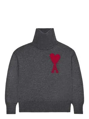 Ami De Coeur Sweater - Heather Grey/red
