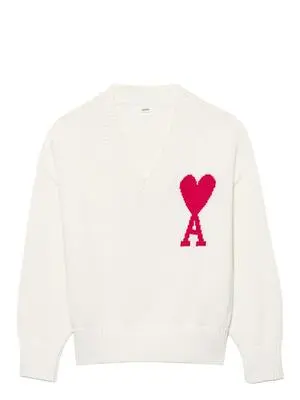 Ami De Coeur V-neck Sweater - White