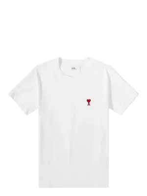 Ami Tonal Ami De Coeur Short Sleeve T-shirt Natural White/red