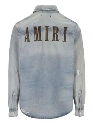 Amiri Buttoned Distressed Denim Shirt - Light Indigo