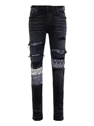 Amiri Bandana Skinny Fit Jeans - Black