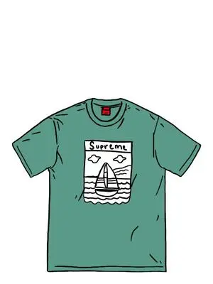 Supreme Sailboat Tee Shirt Dusty Teal
