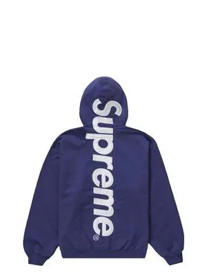 Supreme Satin Appliqué Hooded Sweatshirt Washed Navy Blue