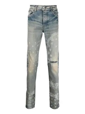 Amiri Bandana Print Skinny Jeans - Clay Indigo