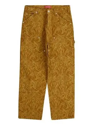 Supreme Script Jacquard Double Knee Denim Painter Pant - Brown