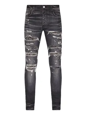 Amiri Distressed Bandana Thrasher Skinny Jeans - Gray