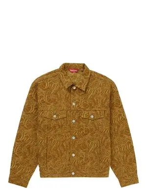 Supreme Script Jacquard Denim Trucker Jacket - Brown