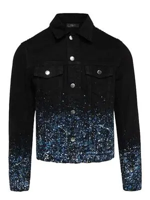 Amiri Crystal Rhinestone Denim Jacket - Black/blue