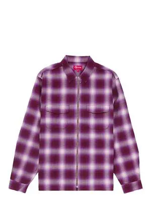 Supreme Shadow Plaid Flannel Zip Up Shirt - Magenta