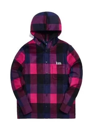 Kith Plaid Wool Ginza Hooded Shirt - Pink