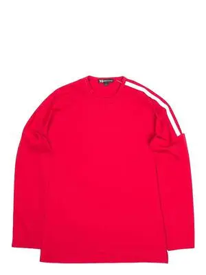 Adidas Y3 3 Stripes Long Sleeve Tee Shirt - Chili Pepper/core White