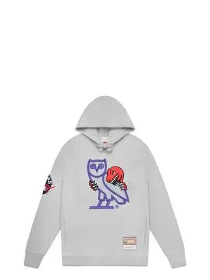 OVO Mitchell & Ness 1995 Raptors Og Owl Hoodie - Heather Grey